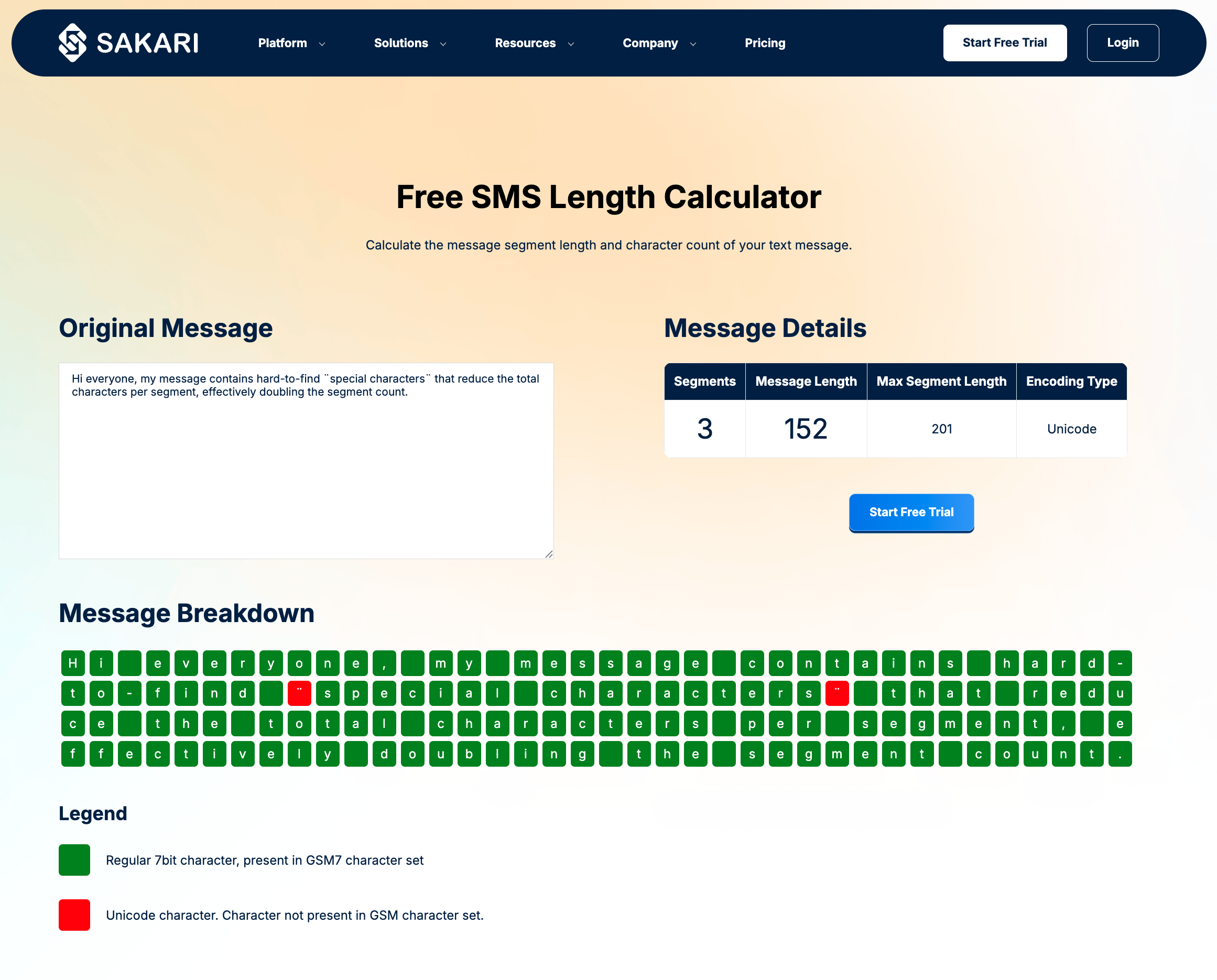 Check the segment count of a message (Sakari SMS Length Calculator ...